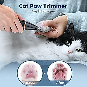 oneisall 2 Speed Cat Clippers with Double Blades, Cordless Small Cat Paw Trimmer, Low Noise for Trimming Dog's Hair Around Paws, Eyes, Ears, Face, Rump-Black