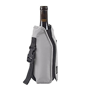 ThermoFlask Wine Bottle Ice Jacket - Wine Bottle Holder with Adjustable Buckle & Strap - Temp-Lock Wine Carrier - Wine Carrier for Travel - Wine Accessory for Brunch, Christmas, Parties & More - Grey