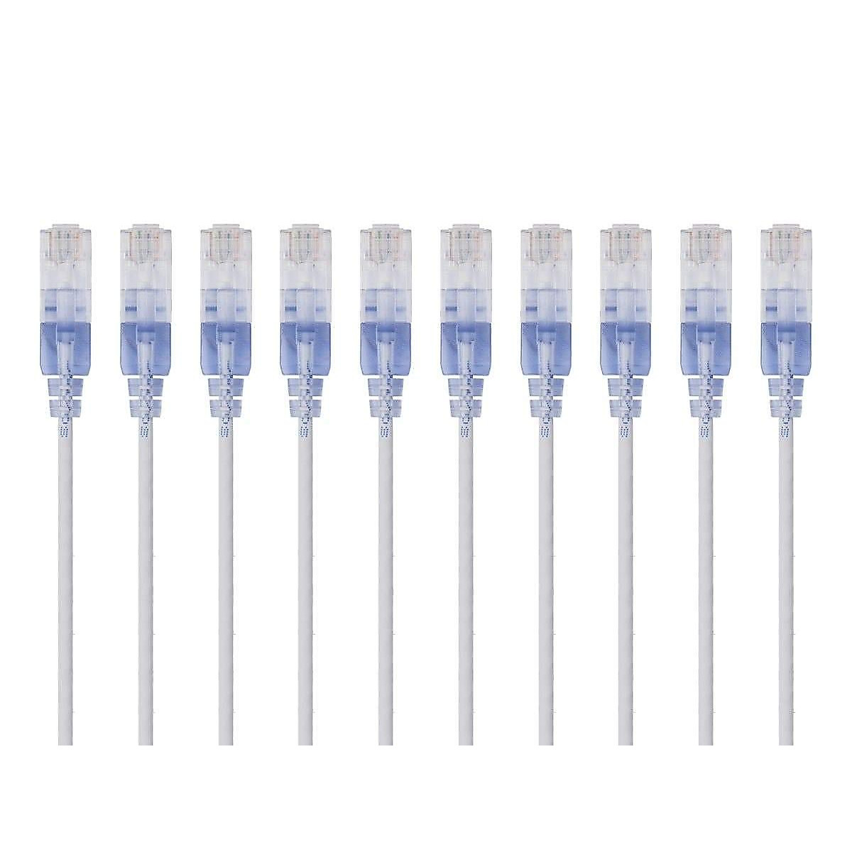 Monoprice Cat6A Ethernet Patch Cable - Snagless RJ45, 550Mhz, 10G, UTP, Pure Bare Copper Wire, 30AWG, 10-Pack, 5 Feet, White - SlimRun Series