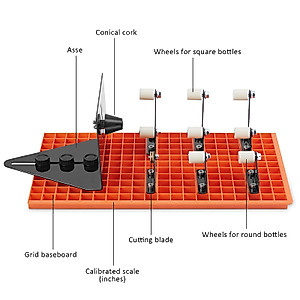 Glass Bottle Cutter Kit, FIXM DIY Glass Cutter for Bottles with Grid Baseboard and Adjustable Baffle Design, Complete Set of Bottle Cutter & Glass Cutter for Square and Round Bottle