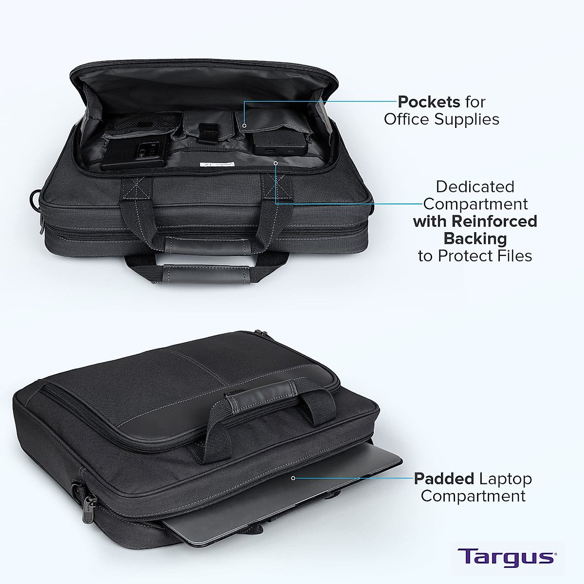 Targus Classic Slim Business Professional Travel and Commuter Bag for 16-Inch Laptop, Black (TCT027US)