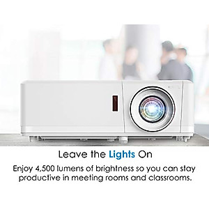 Optoma ZH406 1080p Professional Laser Projector | DuraCore Laser Light Source Up to 30,000 Hours | Crestron Compatible | 4K HDR Input | High Bright 4500 lumens | 2 Year Warranty White