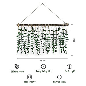 Artflower Eucalyptus Hanging Wall Decor, Artificial Eucalyptus Vines and Greenery Wall Hanging Plants Farmhouse Boho Wall Decor for Bedroom, Kitchen, Office and Bathroom(19.7" x 10")