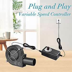 Wathai BBQ Air Mover Blower Fan 12V 97mm x 33mm,Variable Speed Centrifugal Fan with 110V - 240V AC Plug for Camping Quick Charcoal Starter,Outdoor Cooking,Fireplace,Bellows,Wood Stove or Drying Boots