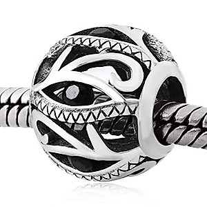 Eye of Horus Egyptian Symbol of Protection, Royal Power and Good Health 925 Sterling Silver Bead Fits Pandora European Bracelets (Openwork)