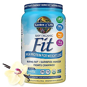 Garden of Life Raw Organic Fit Vegan Protein Powder Vanilla, 28g Plant Based Protein for Weight Loss, Pea Protein, Fiber, Probiotics, Dairy Free Nutritional Shake for Women and Men, 20 Servings