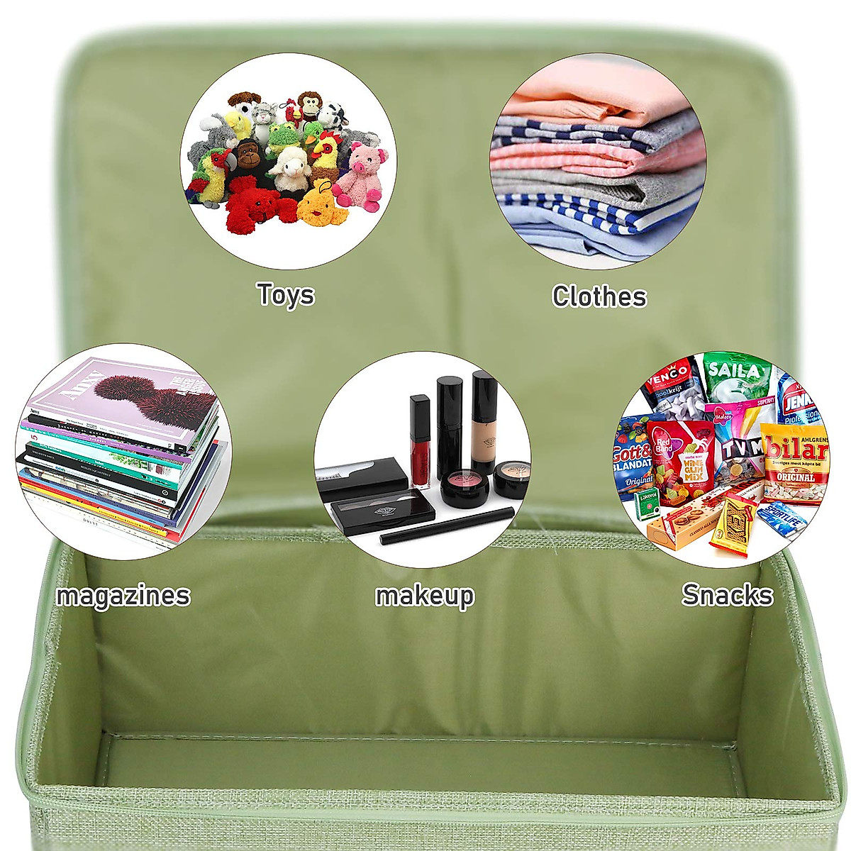 Natheeph Cube Storage Bins with Zipper Lid Foldable Storage Box with Handles Cotton Linen Closet Organizers and Storage Baskets for Clothes Toys (S)