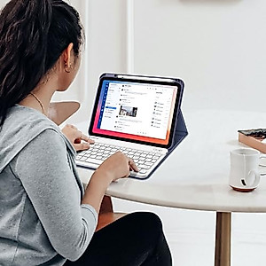 Fintie Keyboard Case for iPad 10th Generation 10.9 Inch Tablet (2022 Release) with Pencil Holder - Soft TPU Back Cover with Magnetically Detachable Bluetooth Keyboard, Blooming Hibiscus