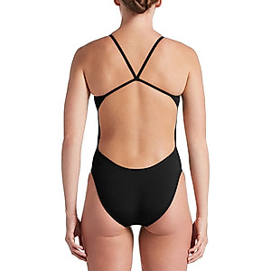 Nike Swim Poly Solid Hydrastrong Cut-Out One Piece Swimsuit Large Black
