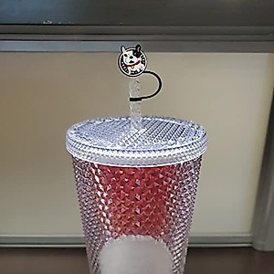 6 Pieces Cute Drinking Straw Caps Cover for 6-8 mm Reusable Drinking Straw Tips Lids Dust-Proof Straw Plugs(Kitten, Puppy)