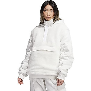 ADIDAS ORIGINALS X IVY PARK UNISEX SHERPA 1/2 ZIP LAYERED JACKET - CORE WHITE, SMALL