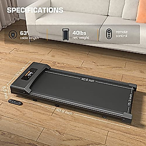 Walking Pad, Under Desk Treadmill for Office Home Use, LUBBYGIM Electric Treadmill Under Desk with Speed 0.5-5.0MPH, Portable Mini Treadmill in LED Display with Remote(2023NEW)