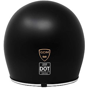 GDM REBEL Retro Motorcycle Helmet with Bluetooth Headset (Vintage Matte Black, Medium)