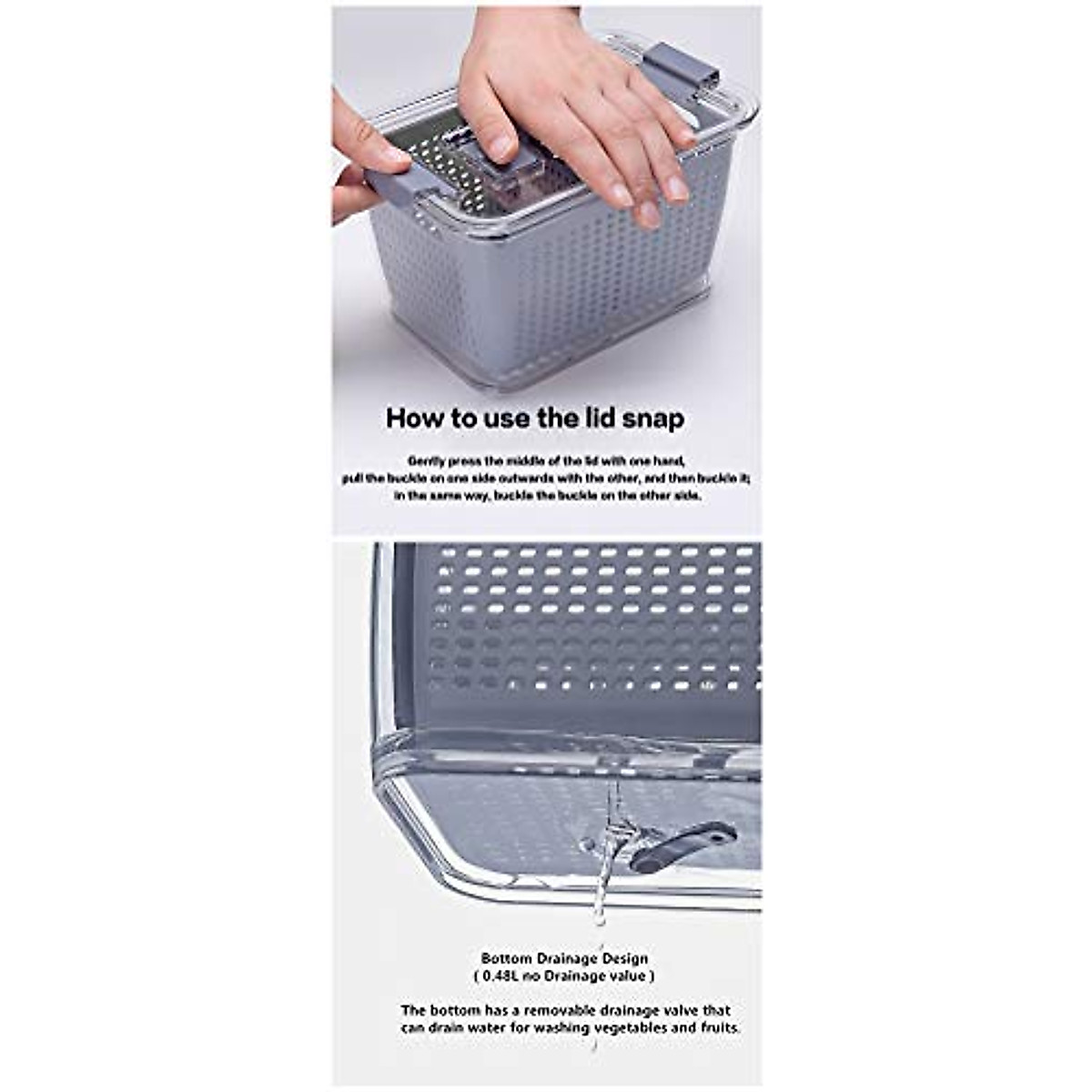 No/Brand lazkissy Fresh-keeping Container, 3-in-1 Multifunctional Draining Crisper with Strainers, Vegetables and fruits Storage Containers with Vents, 3 packs for various sizes of food storage