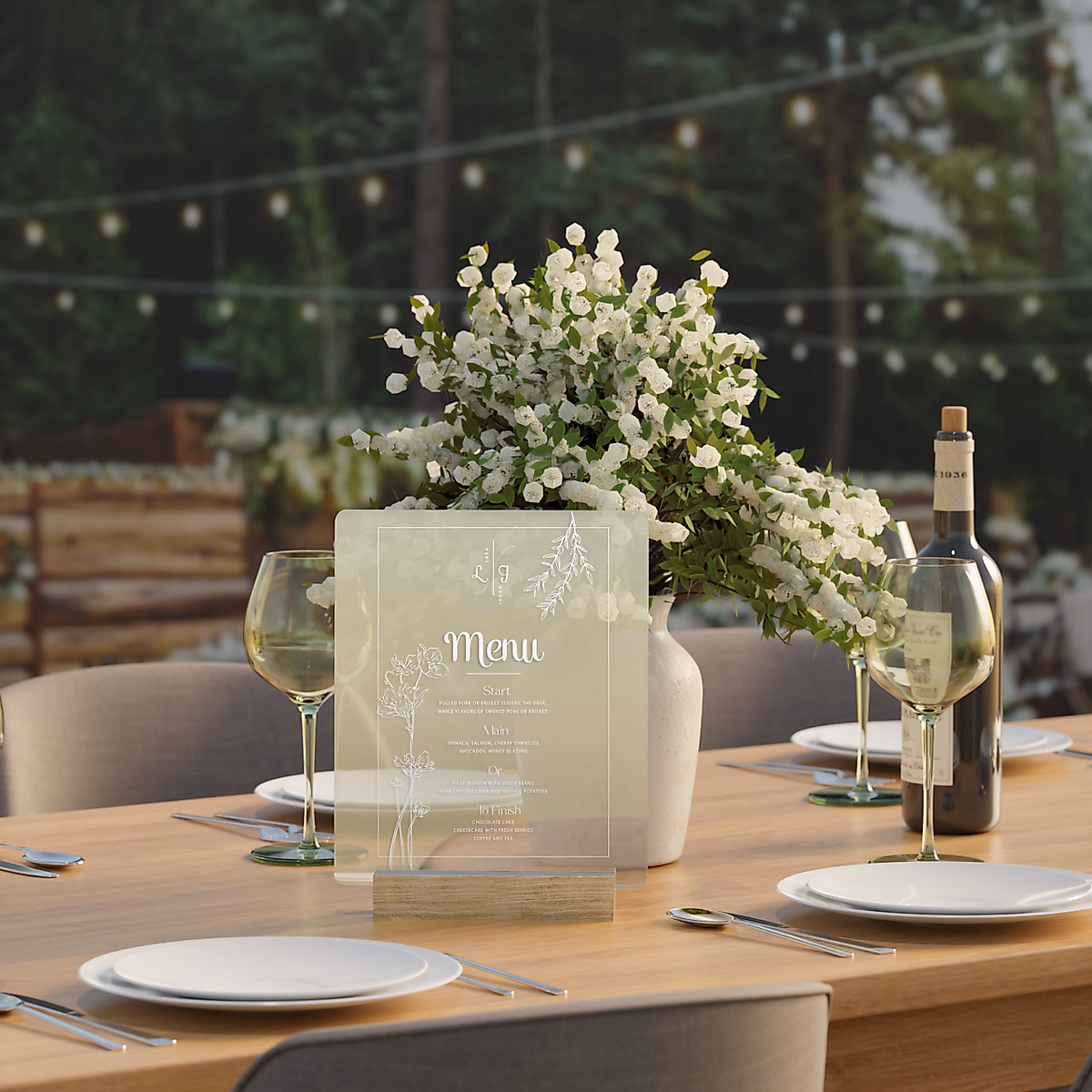 Tidita Place Card Holder 4.8x1.2x1- Wood Acrylic Sign Holders 20 Pack - Oak Wood Table Card Display Stands, Perfect for Table Number Signs, Wedding Party Events (Natural Color Pack20)