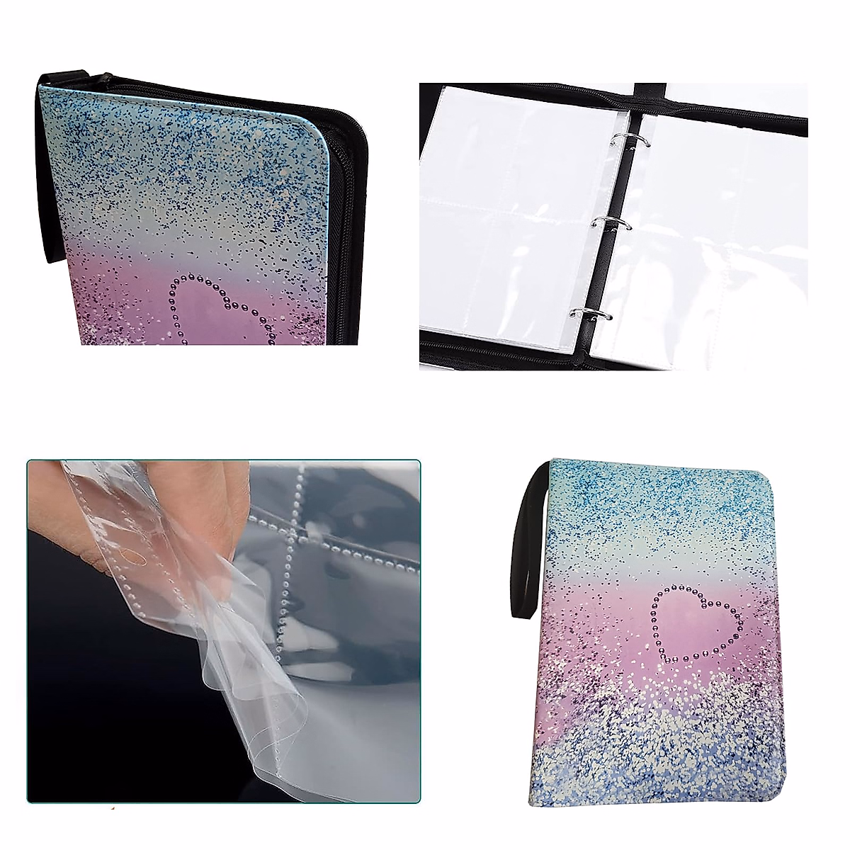 Card Binder, SouthStar 4-Pocket Trading Cards Binders 400 Pockets with 50 Removable Sleeves, 3-Ring Card Collection Album Holder Card Storage for Girls Trading Cards