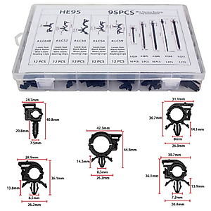 95 PCS Car Moulding Wire Harness Loom Routing Clips Fender Flare Panel Blind Rivets Rocker Clips Assortment Black Nylon for Jeep Wrangler JK 2007-2015 68039280-AA Ford GMC Chevrolet