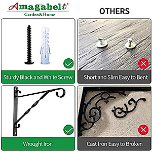Amagabeli Hanging Plants Bracket 10'' Wall Planter Hooks Hangers Flower Pot Bird Feeder Wind Chime Lanterns Patio Lawn Garden for Shelf Shelves Fence Screw Mount against Door Arm Hardware