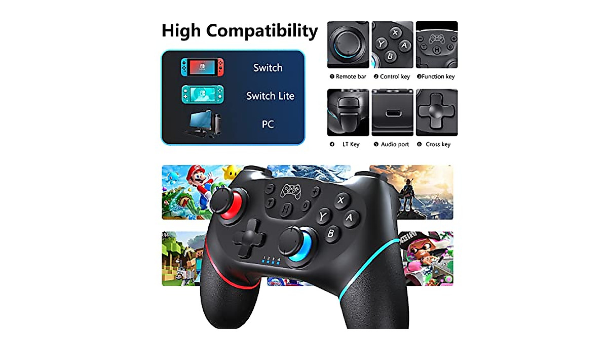 YUYIU Upgraded Switch Pro Controller | Dual Vibration, Turbo