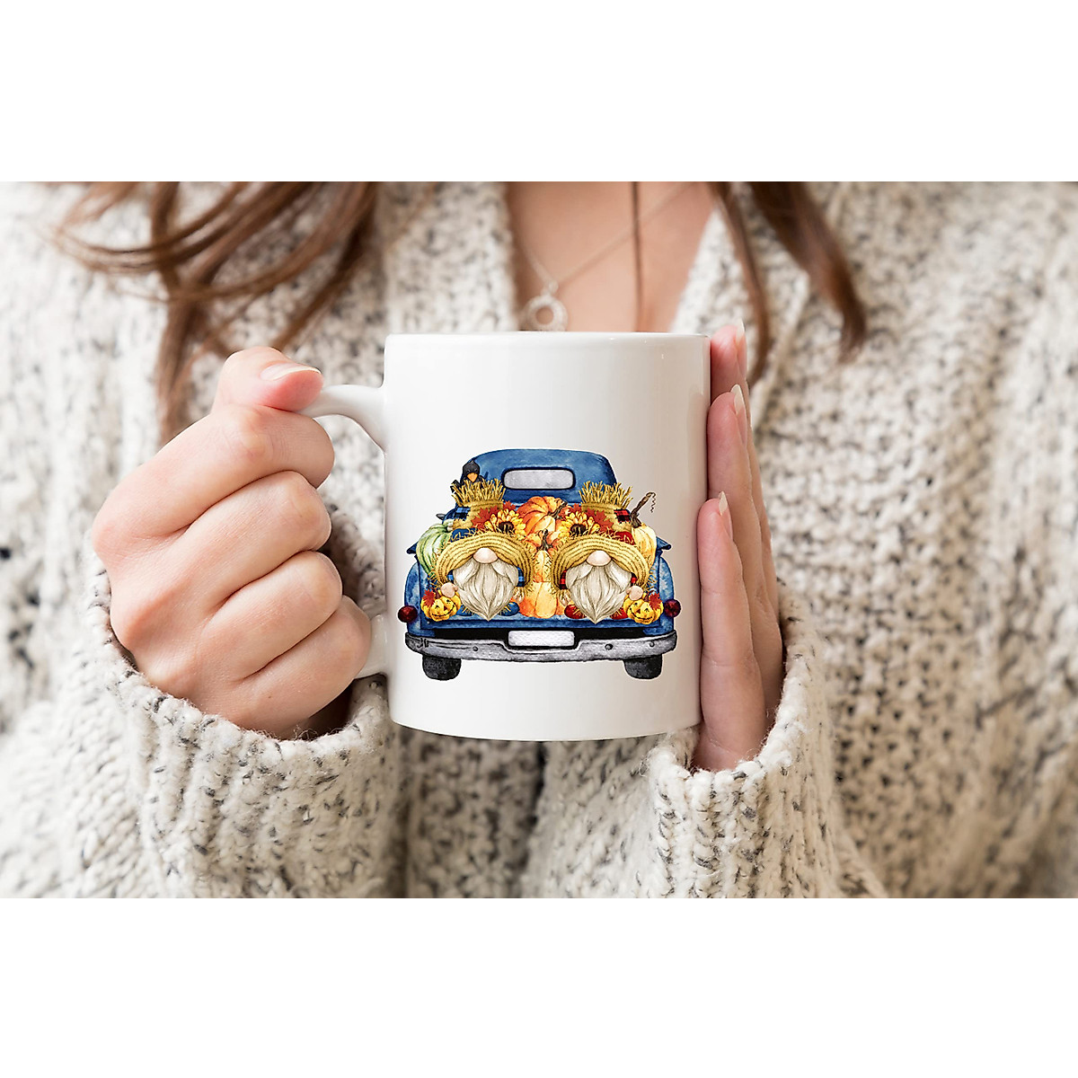 Fall Truck Scarecrow Gnomes Sublimation Transfer, Ready to Press, Autumn, Sunflowers, Pumpkins, Sublimation Transfer, Harvest, Ready to Use (Mug x1-3")