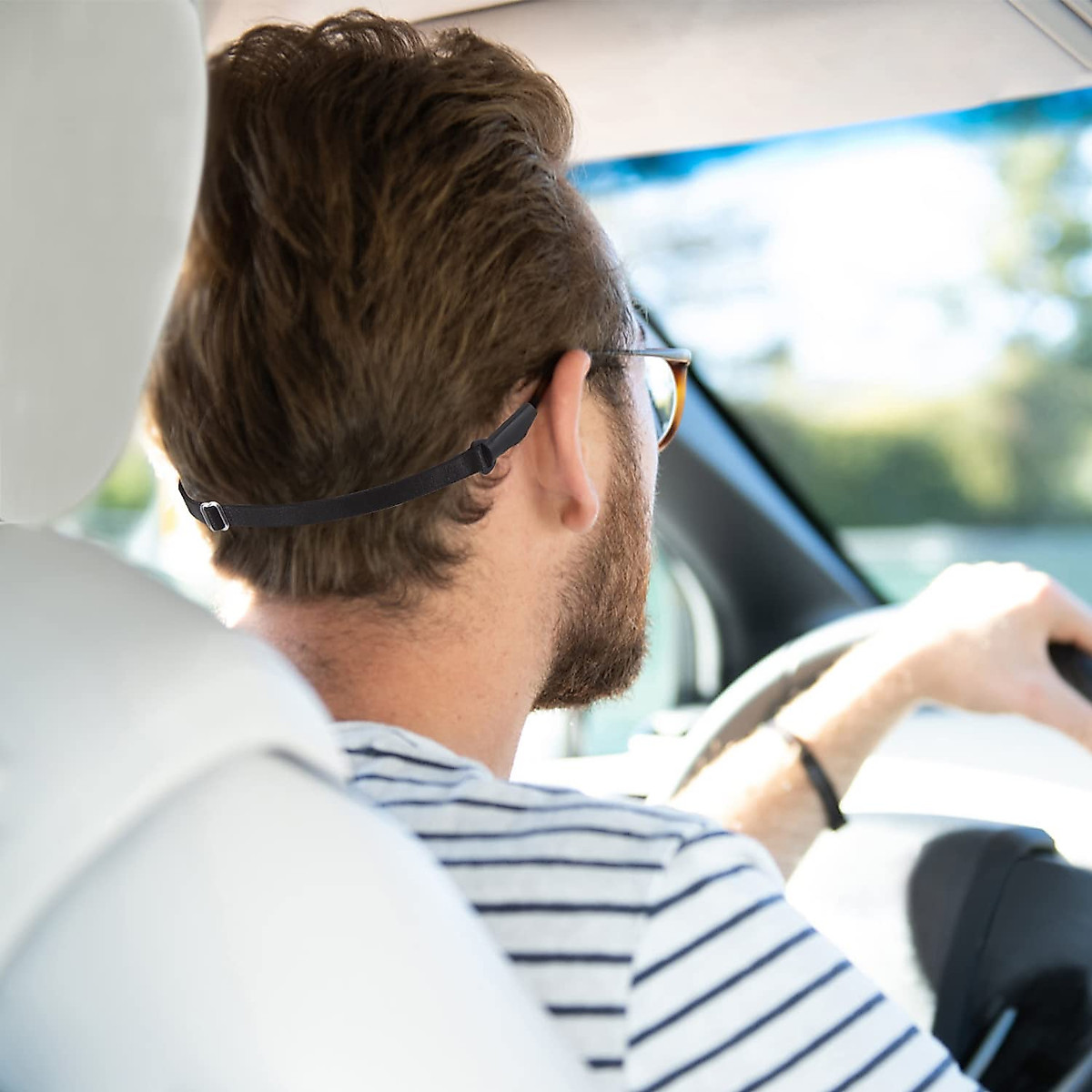 Adjustable Glasses Straps - 3 Pcs No Tail Adjustable Eyewear Retainer Glasse Strap for Men's Glasses Straps, Kids' Glasses Straps, Women's Glasses Straps, Sunglasses Straps, Black(7.5-13.5 inch)