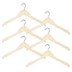 Richards Homewares Imperial Juvenile Kids Shirt and Coat Hanger, 6-Piece Set, Natural