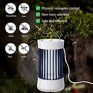 Phosooy 2-in-1 Indoor Electric Bug Zapper with Fan, Chargeable 1500V High Voltage Mosquitoes Killer with Hanger, Small Fly Insects Lamp Trap Catching Moth Gnat Fruit Flies, White