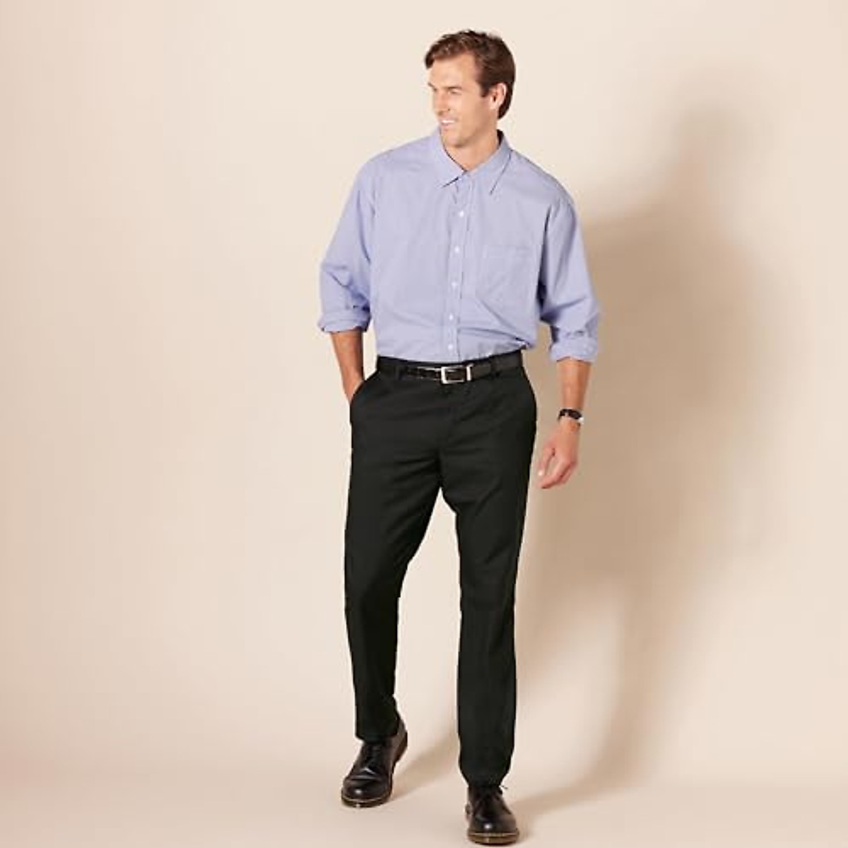 Amazon Essentials Men's Slim-Fit Flat-Front Dress Pant, Black, 28W x 32L