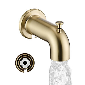 LOCALAND Slip-On Extra Long Tub Spout with Diverter, 1/2 Inch Slip Fit Connection,Brushed Gold