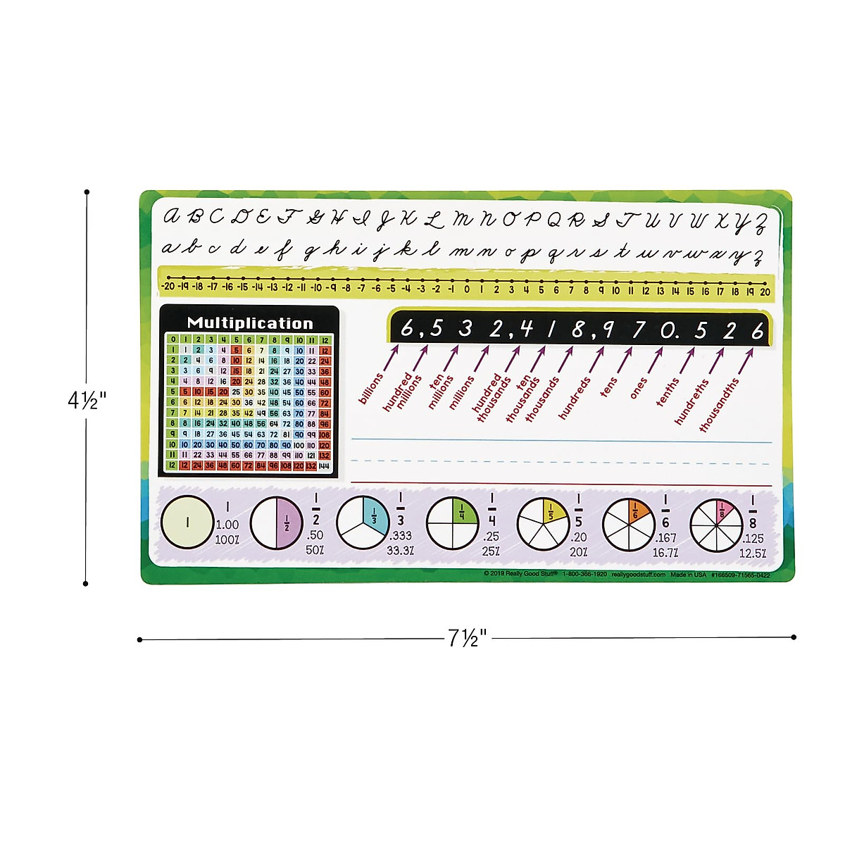Really Good Stuff 24PK Intermediate Self-Adhesive Vinyl On-The-Go Reference Nameplate with Cursive & Math Skills-Traditional Manuscript Name Tags