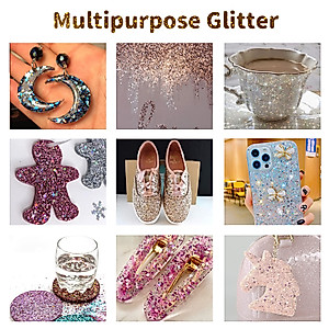 Holographic Glitter for Crafts, Chunky and Fine Glitter Mix, Set of 40 Colors Glitter, Cosmetic Face Eye Hair Body Glitter, Iridescent Nail Art Glitter, Resin Glitter for Tumbler Cups Slime Making