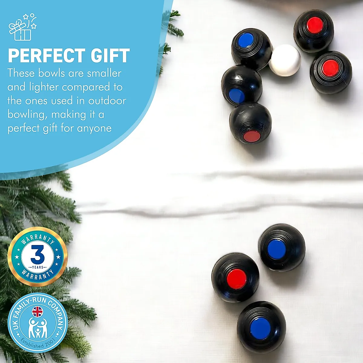 Thorness DRAKES CARPET BOWLS | Indoor bowls set | Bowls game for adults and children | CARPET BOWLS GIFT | French boules set | Each bowl is 2 inches in diameter.