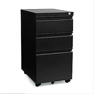 PALFISH 2-Drawer File Cabinet with Lock, Metal Filling Cabinets Suits Legal/Letter Size for Home Office, Fully Assembled Except Wheels, Grey (2-Drawer Widen, Black)