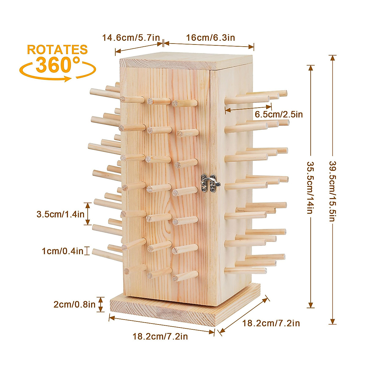 WUTAOBON Thread Holder,360° Full Rotating Wooden Embroidery Thread Organizer,84 Spools Holder,Thread Rack for Sewing,Embroidery Quilting, Hair Braiding and Jewelry