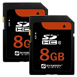 Synergy Digital 8GB Secure Digital SDHC UHS-I Memory Cards, Compatible with Nikon Coolpix L22 Digital Camera - Class 10, U1, 20MB/s, 300 Series - Pack of 2
