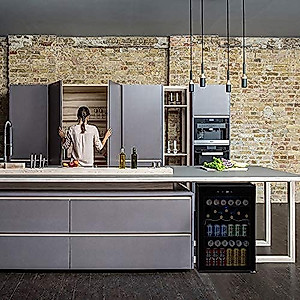 Joy Pebble Mini Fridge Beverage Cooler - 128 Can mini fridge with glass door for Soda Beer or Wine -Drink Dispenser Small Refrigerator with Adjustable Thermostat for Office bedroom Home (4.4 cu.ft)