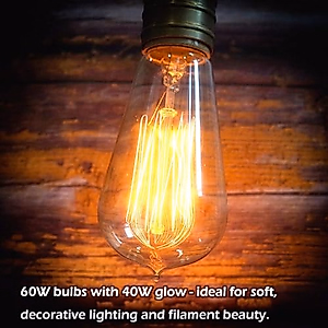 Jslinter 6-Pack Edison Light Bulb, Warm White 2200K Old Fashioned Incandescent Light, 60 Watt Dimmable ST58 Antique Vintage Style Light, Clear Glass e26 Base(60w/110v)