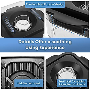 SYBO Super Quiet Commercial Blender with Soundproof Enclosure, Self-Cleaning 4D Blades for Ice Crushing, Smoothies and Puree, Professional Countertop Blender, Black