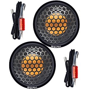 BZRK Audio RS-T150 1 Inch Dome Tweeters for Car -150 watts Each- Aluminum/Neodymium - Flush Mount Only Black/Copper