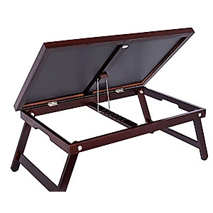 BIRDROCK HOME Bamboo Lap Tray with Black Top - Work from Home - Foldable Breakfast Serving Bed Tray - Lap Desk with Wide Tilting Top - Laptop Computer Stand for Couch Bed Chair - TV Tray