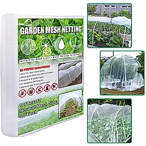 SnugNiture Garden Netting 10x33FT Ultra Fine Mesh Mosquito Netting Plant Covers, White Bird Netting Barrier Greenhouse Row Cover Protect Fruits Flower Vegetables from Birds Deer & Squirrels