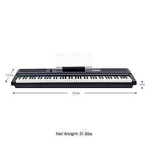 The ONE Portable Digital Piano, 88 Keys Piano Keyboard with Hammer Action Keys for Beginner/Professional, Full Size Weighted Keyboard with Music Stand, Teaching LED Lights & Piano App