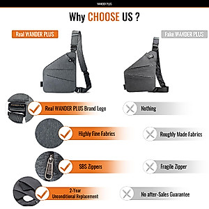 WANDER PLUS Anti Theft Crossbody Bag, Shoulder Bag Anti-theft Design for Travel, Sport, Work, Grey