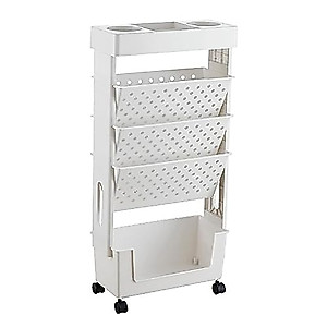 Removable Bookshelf with Wheels, Multi-Functional Large-Capacity Organization Rack, Compact Rotatable and Detachable Rolling Book Cart, Space-Saving Shelf.