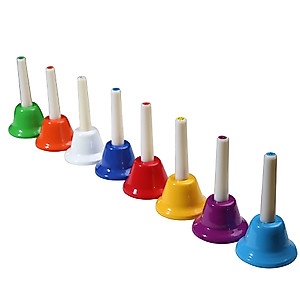 8 Note Hand bells, Colorful Handbells Musical Instrument for Kids Adults School Church Wedding