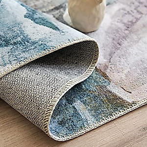 DECOMALL Jasmine 8x10ft Area Rugs, Colorful Modern Flower Rug, Machine Washable Non Slip Carpet for Living Room Bedroom Dinning Room,8x10ft Blue/Multi