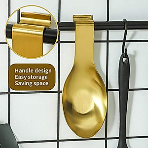 BETTWILL Gold Spoon Rest for Kitchen Counter, Stainless Steel Spoon Holder for Stove Top, Spatula Ladle Spoon Utensils Holder, Gold Kitchen Accessories, Gold Cooking Utensiles, Dishwasher Safe