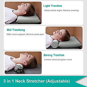 Neck Stretcher for Pain Relief Sleeping Pillow, Neck and Shoulder Relaxer Cervical Traction Device Pillow for Muscle Relax and TMJ Pain Relief
