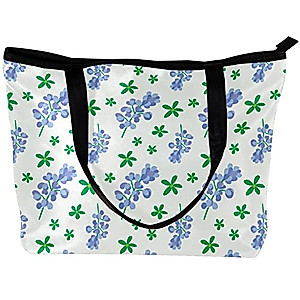 Women's Personalise Twill Work Tote Bag Bluebonnet Flowers Pattern