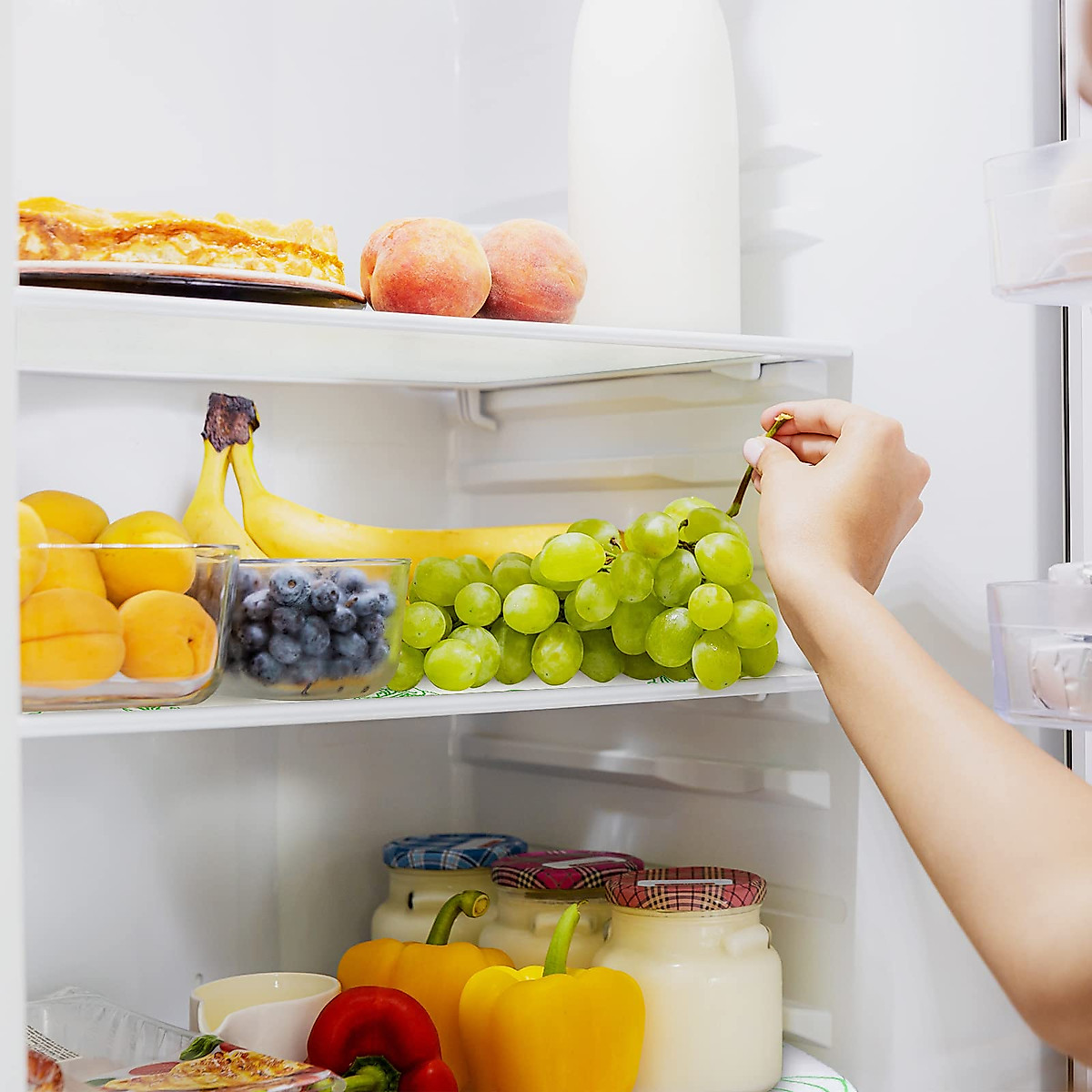 20 Pack Refrigerator Liners Absorbent Fridge Liner Veggie and Fruits Print Shelf Liner Non Adhesive for Kitchen Tray Sink Drawer Cabinet Wire Shelves Organizer Mat, 12 x 24 Inch (Fresh)